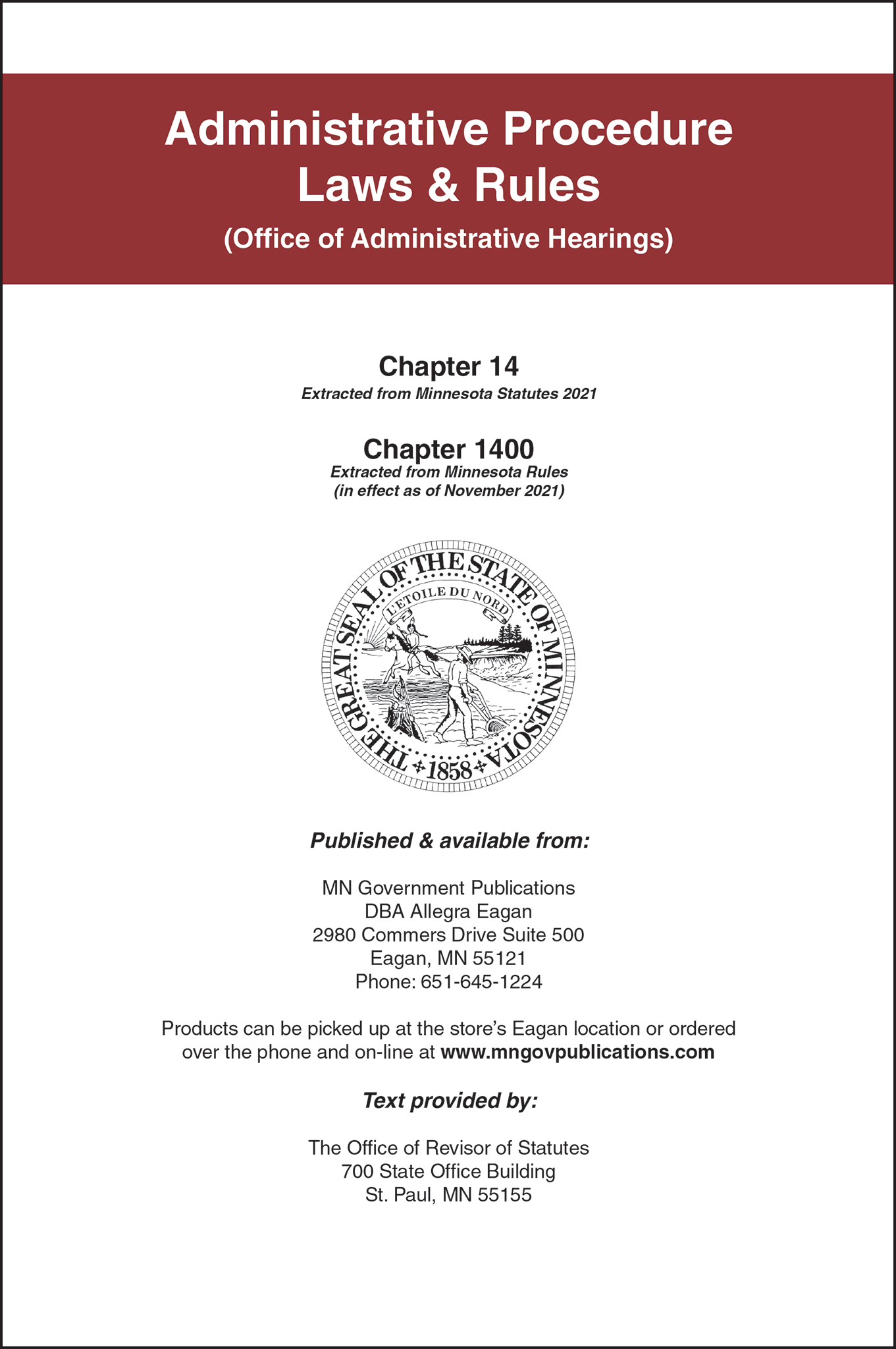 Administrative Procedures Laws & Rules – MN Government Publications