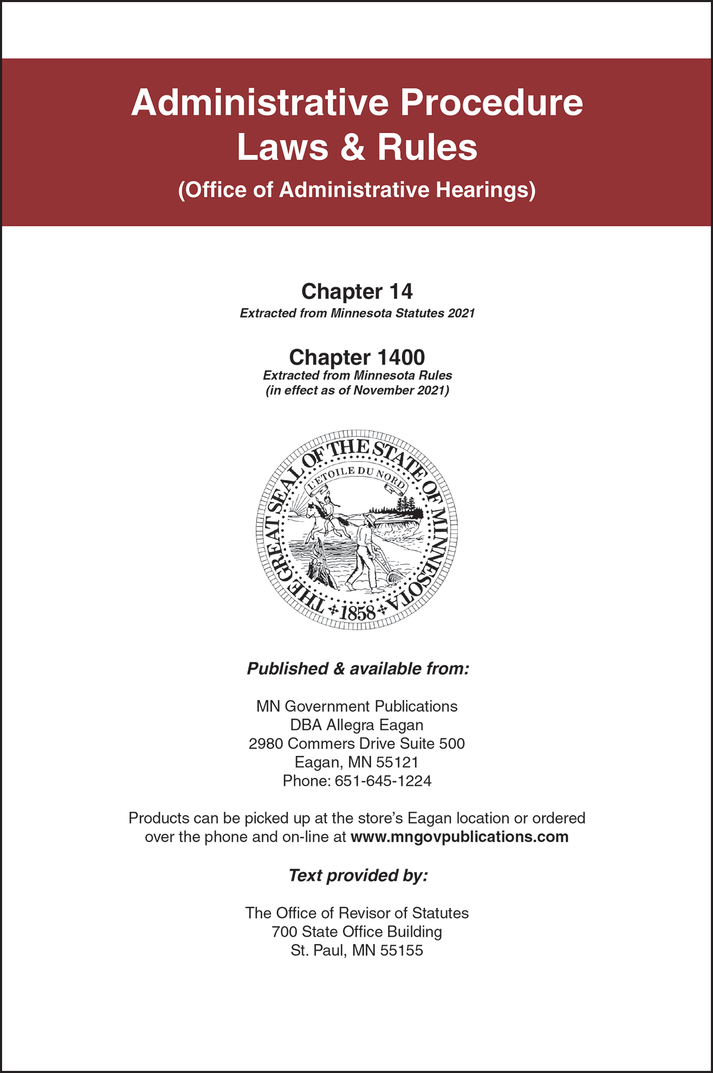 Administrative Procedures Laws & Rules – MN Government Publications