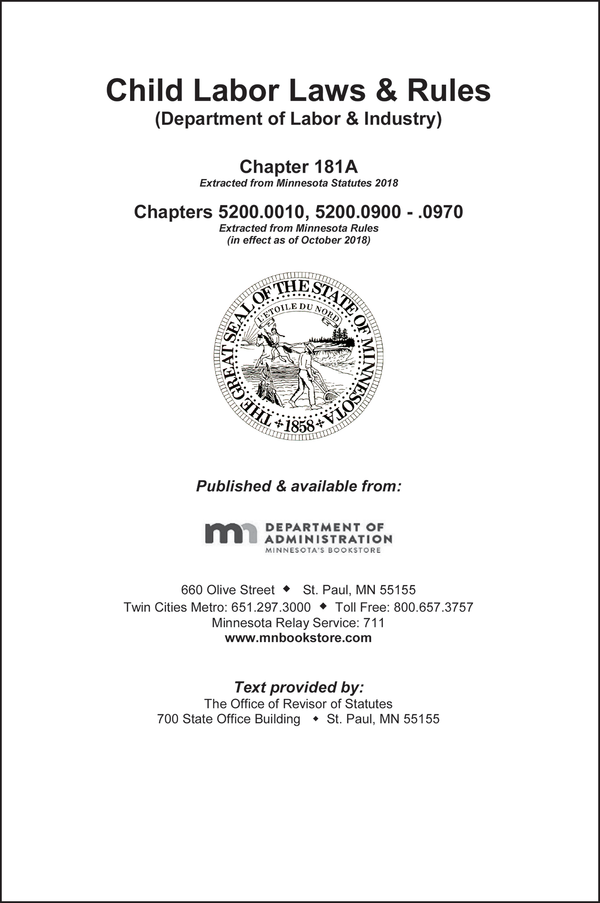 Child Labor Laws & Rules – MN Government Publications