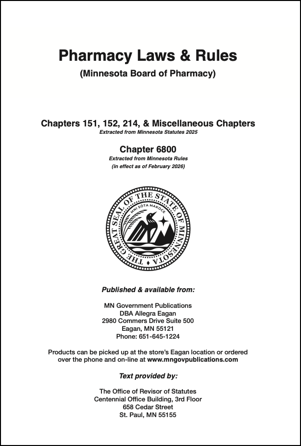 Pharmacy Laws & Rules – MN Government Publications